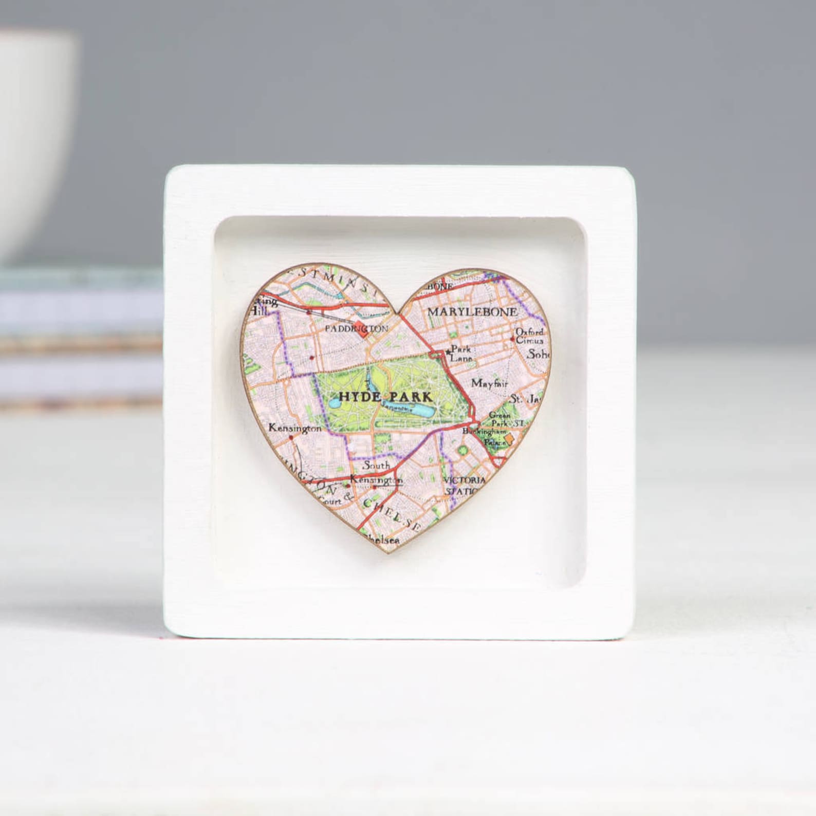 Custom Map Heart Print Miniature Frame Romantic Valentine | Etsy