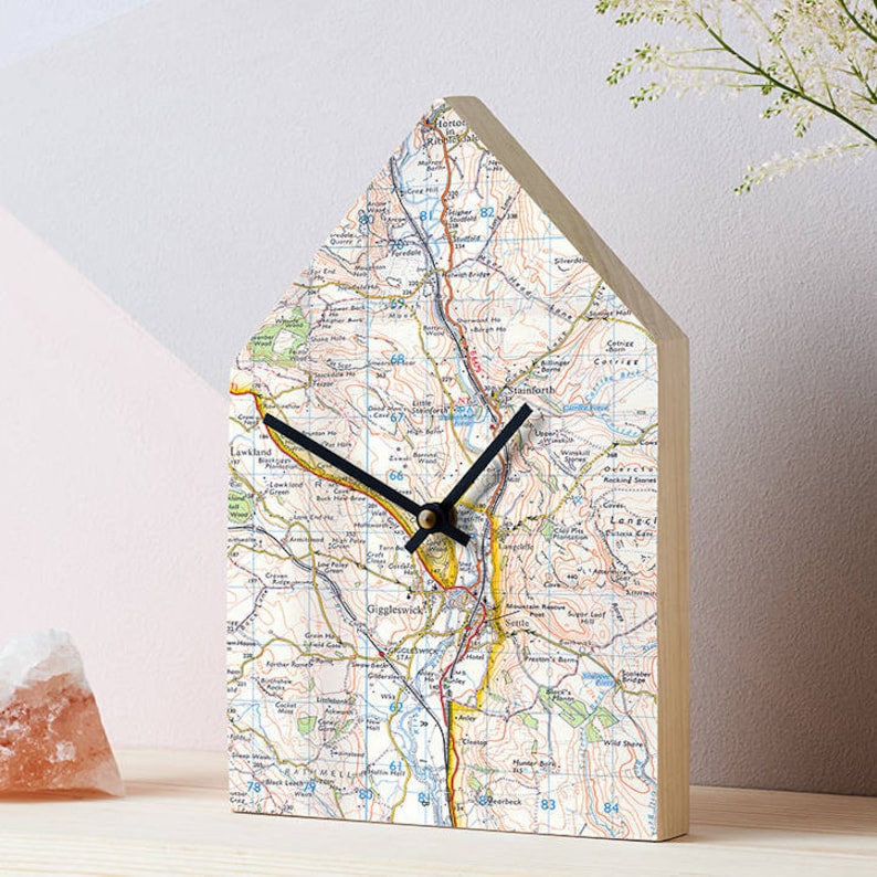 New Home Gift Custom Map Wall Clock Personalised Vintage Map | Etsy