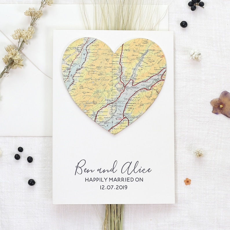 Custom Map Engagement Card Personalised Got Engaged Couples - Etsy