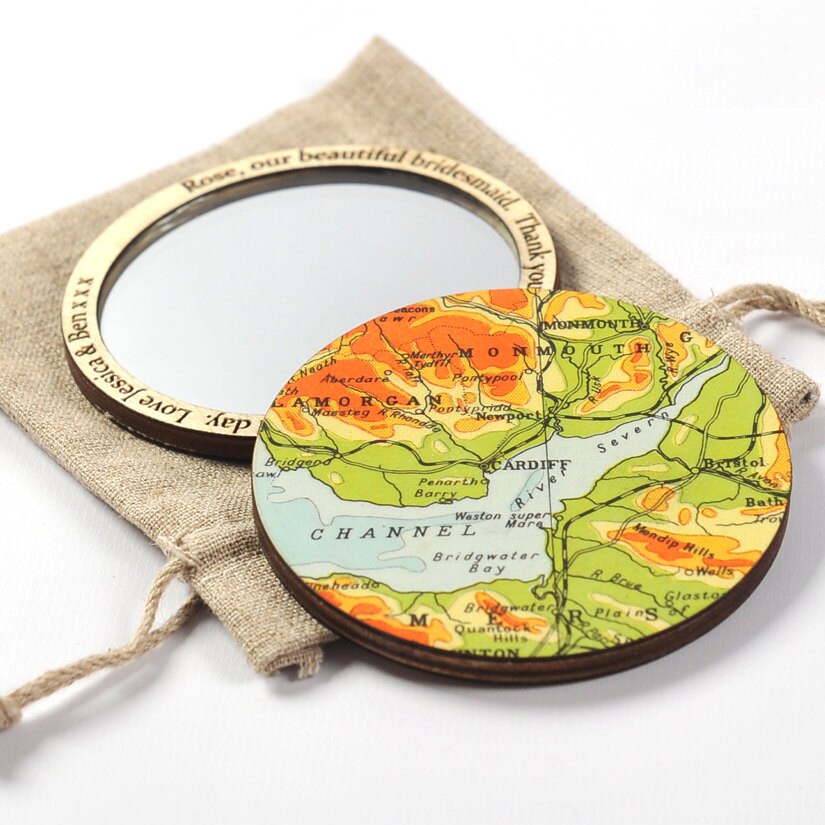 Custom Map Location Pocket Mirror Personalised compact | Etsy