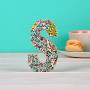 Personalised Map Location Wooden Letter - Map Letter - Baby Gift ...