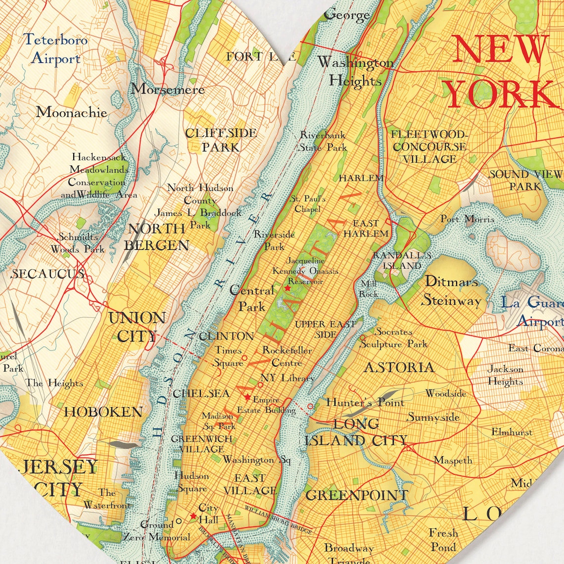 New York Wall Art Map Print Personalised Manhattan Gift | Etsy