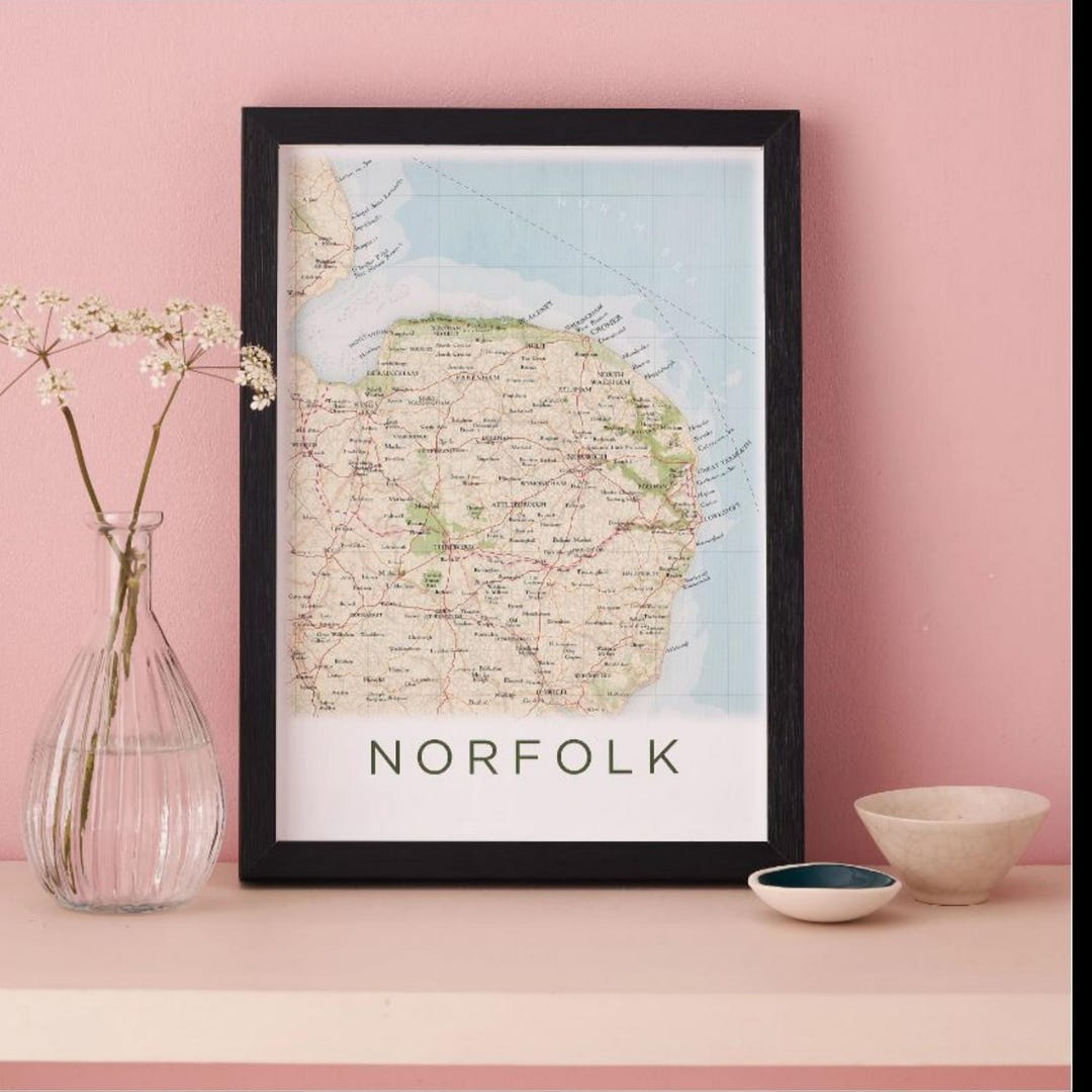 Norfolk Map Poster, Norfolk Wall Art, Poster Print, Gallery Wall Art ...
