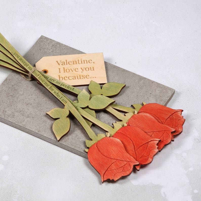 Personalised Red Rose Flower Bouquet Romantic Keepsake Gift - Etsy