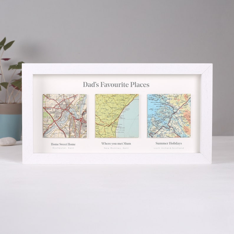 Custom Map Three Location Print Fathers Day Gift for Dad or | Etsy