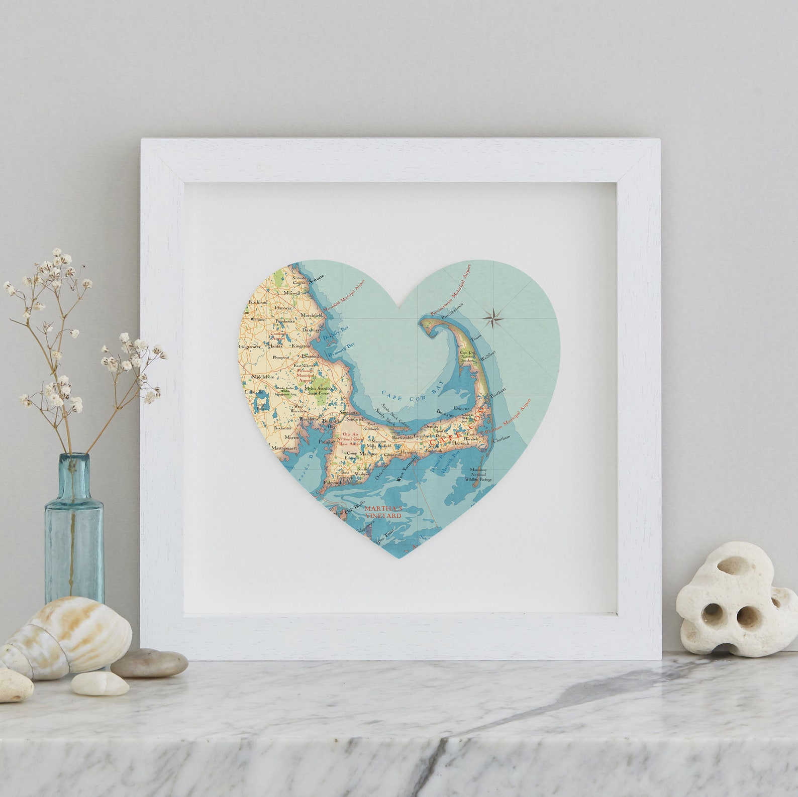 Cape Cod Map Wall Decor Print Massachusetts Framed Wall Art | Etsy