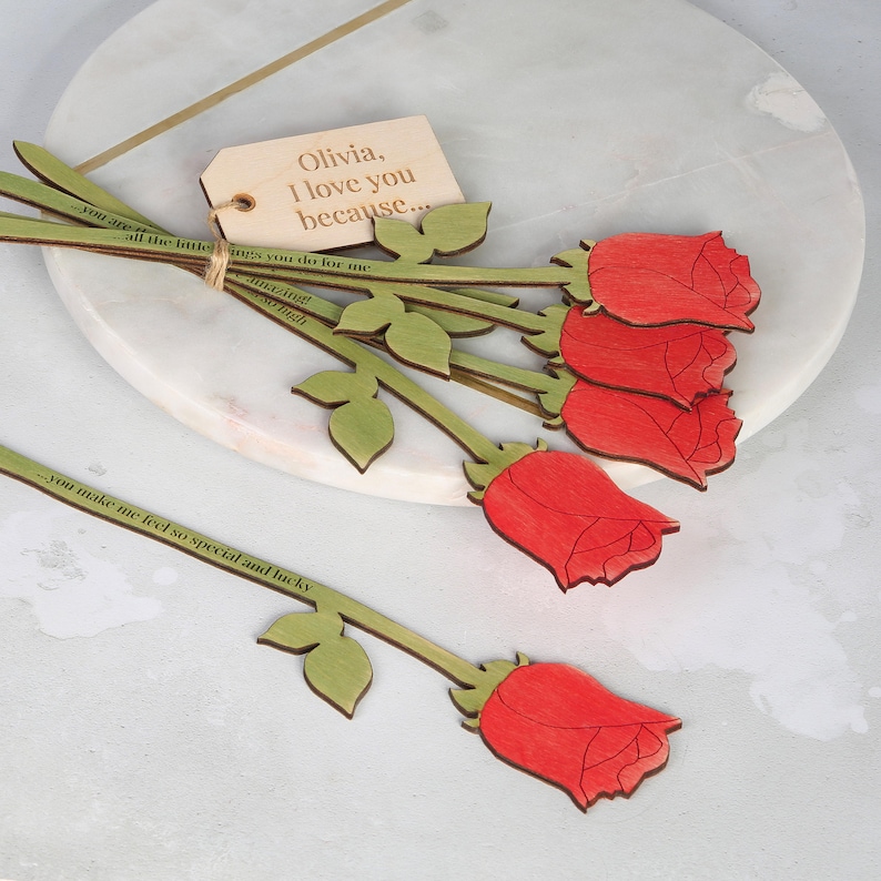 Personalised Red Rose Flower Bouquet Romantic Keepsake Gift - Etsy