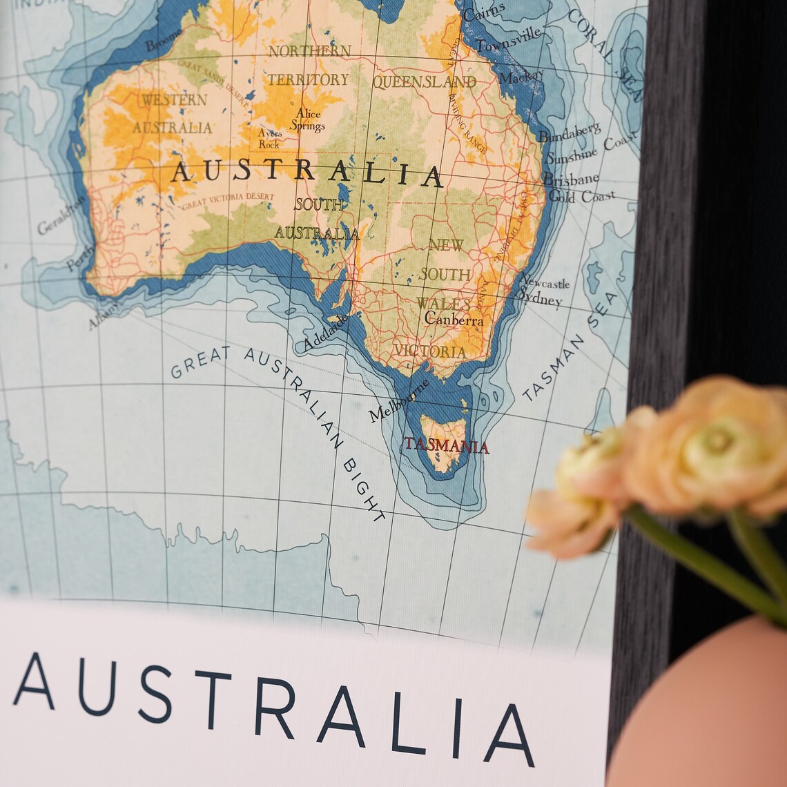 Australia Map Poster, Australia Map Watercolour Print, Hand Drawn Map ...