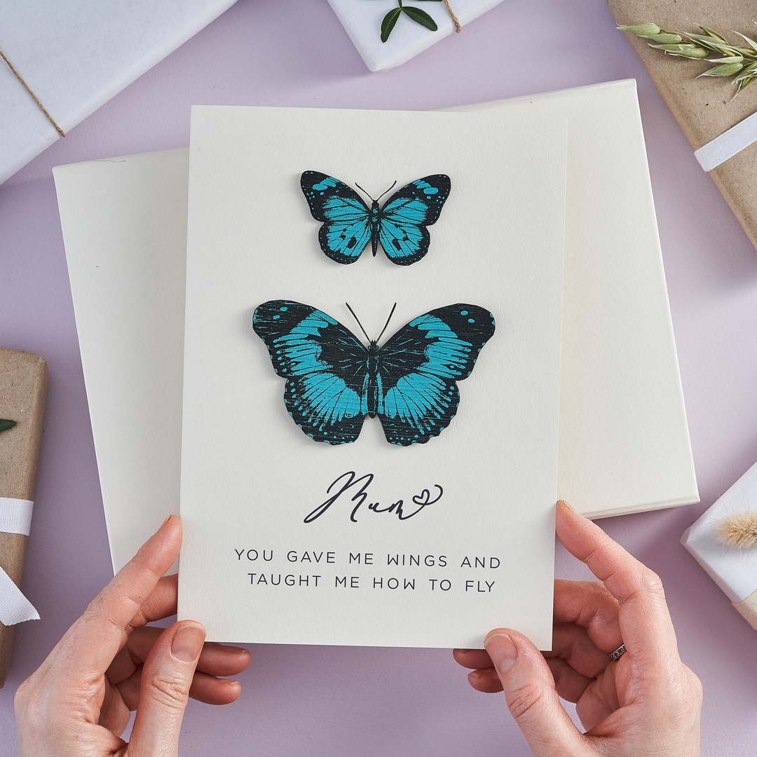 Personalised Butterfly Mothers Day Card, Hand Painted Papercut ...