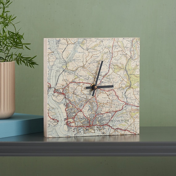 Custom Map Wall Clock Personalised Map Location Wood Clock - Etsy