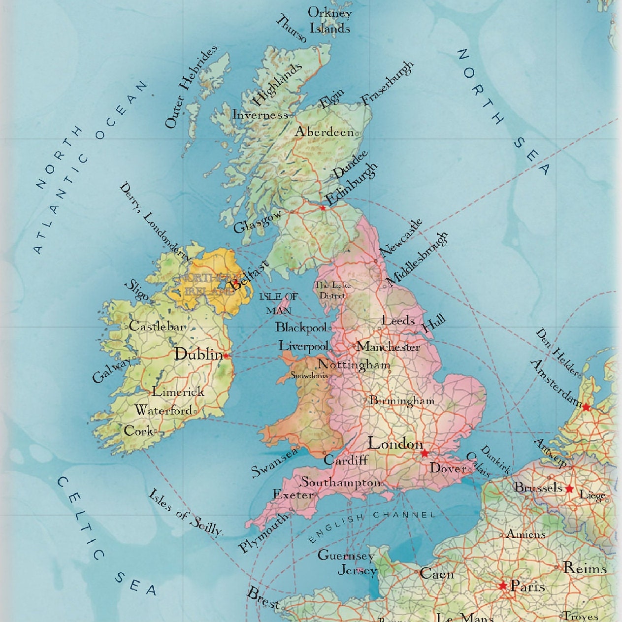 FRAMED Personalised British Isles Map, Modern Illustrated Map, UK Map ...