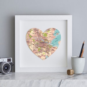 Amsterdam Map Heart Print, Wall Art 3D Papercut Map, Travel Gift ...