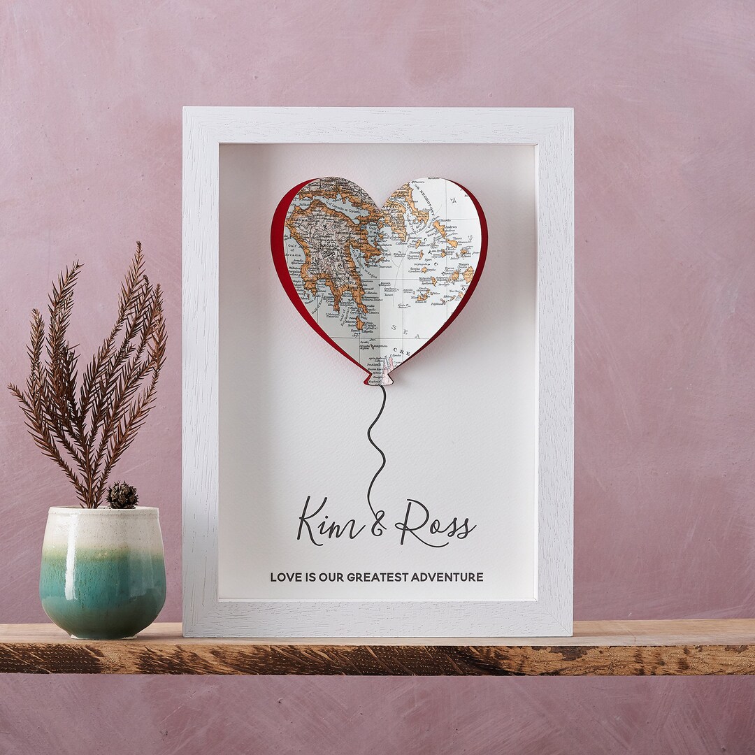 Custom Map Balloon Print Valentine's Gift - Personalized Gift for ...