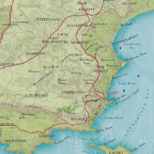 FRAMED Tenby Poster Print, Map of Tenby Wales, Tenby Pembrokeshire Wall ...