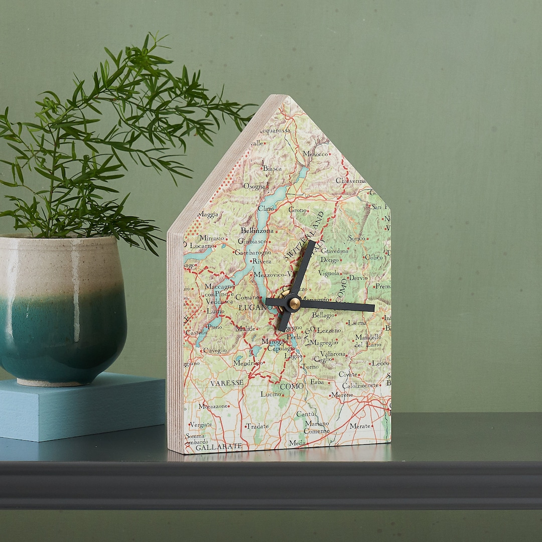 New Home Gift, Custom Map Wall Clock, Personalised Vintage Map House ...
