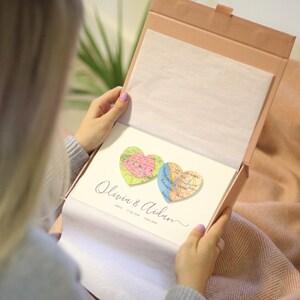 Custom Map Card - Two Heart Luxury Personalised Card for Mum or Mom ...