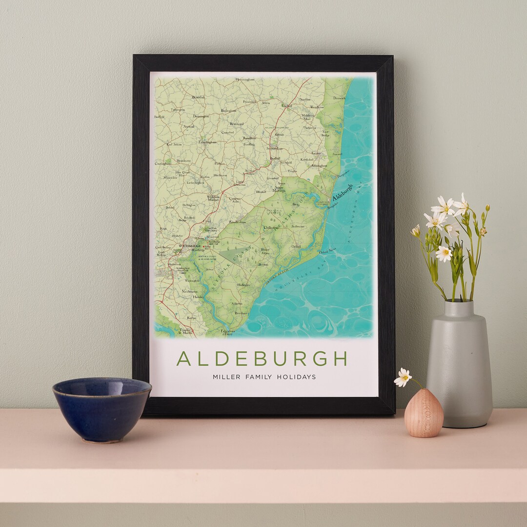 FRAMED Aldeburgh Suffolk Map Print, Wall Art Decor, Gallery Wall Poster ...