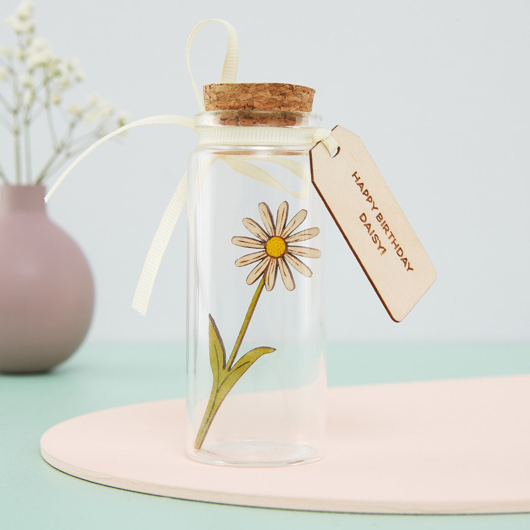 April Birth Flower Birthday Gift for Her, Daisy in a Message Bottle ...