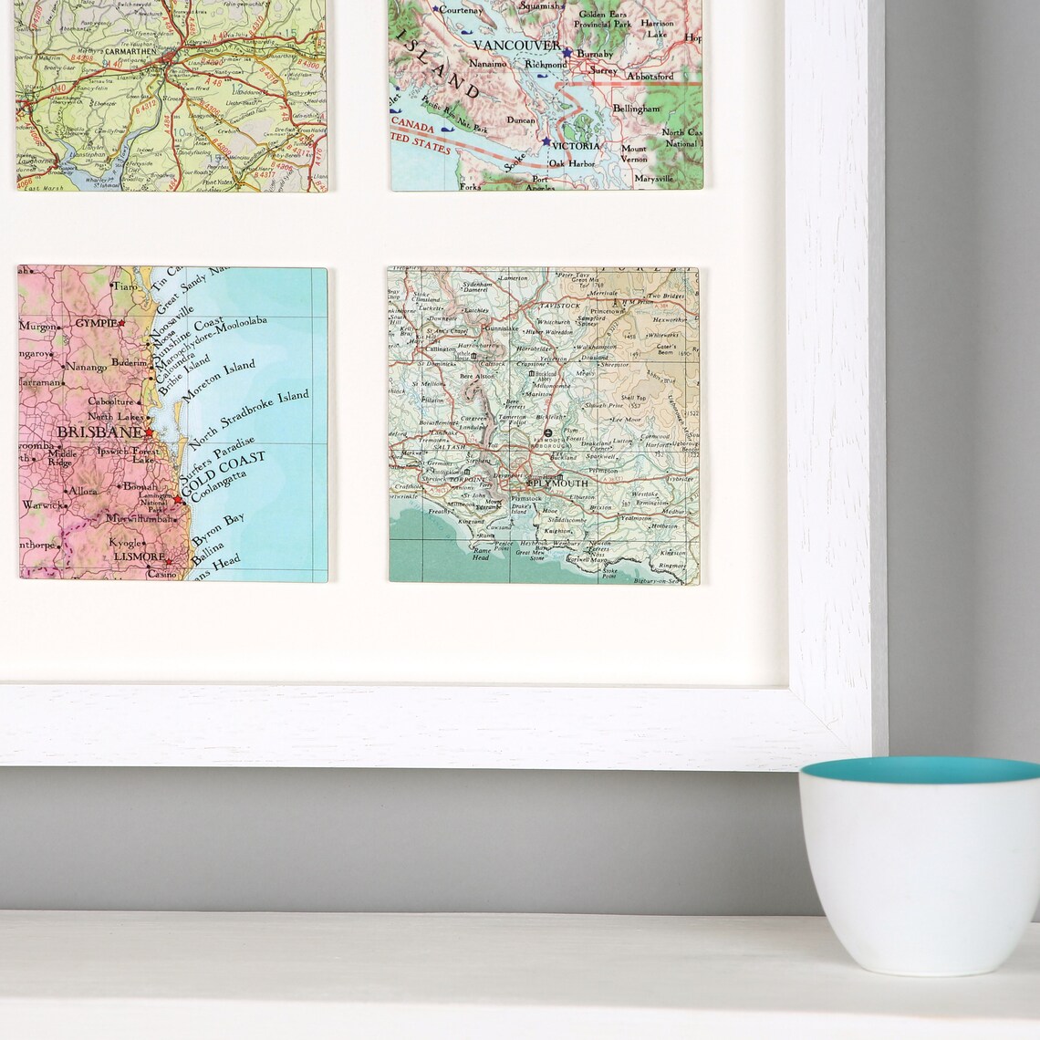 Nine Custom Map Squares Wedding & Anniversary Gift - Personalised ...