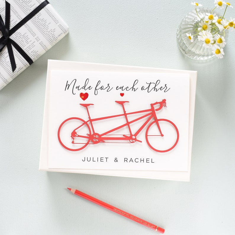 Paper-Cut Tandem Wedding Card Cyclists Wedding Engagement | Etsy