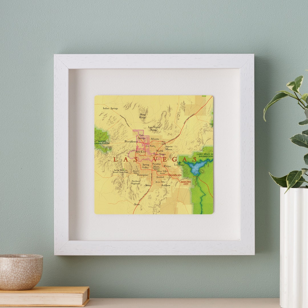 Las Vegas, Nevada Map, 3D Wall Art Print, Wedding Anniversary Gift ...