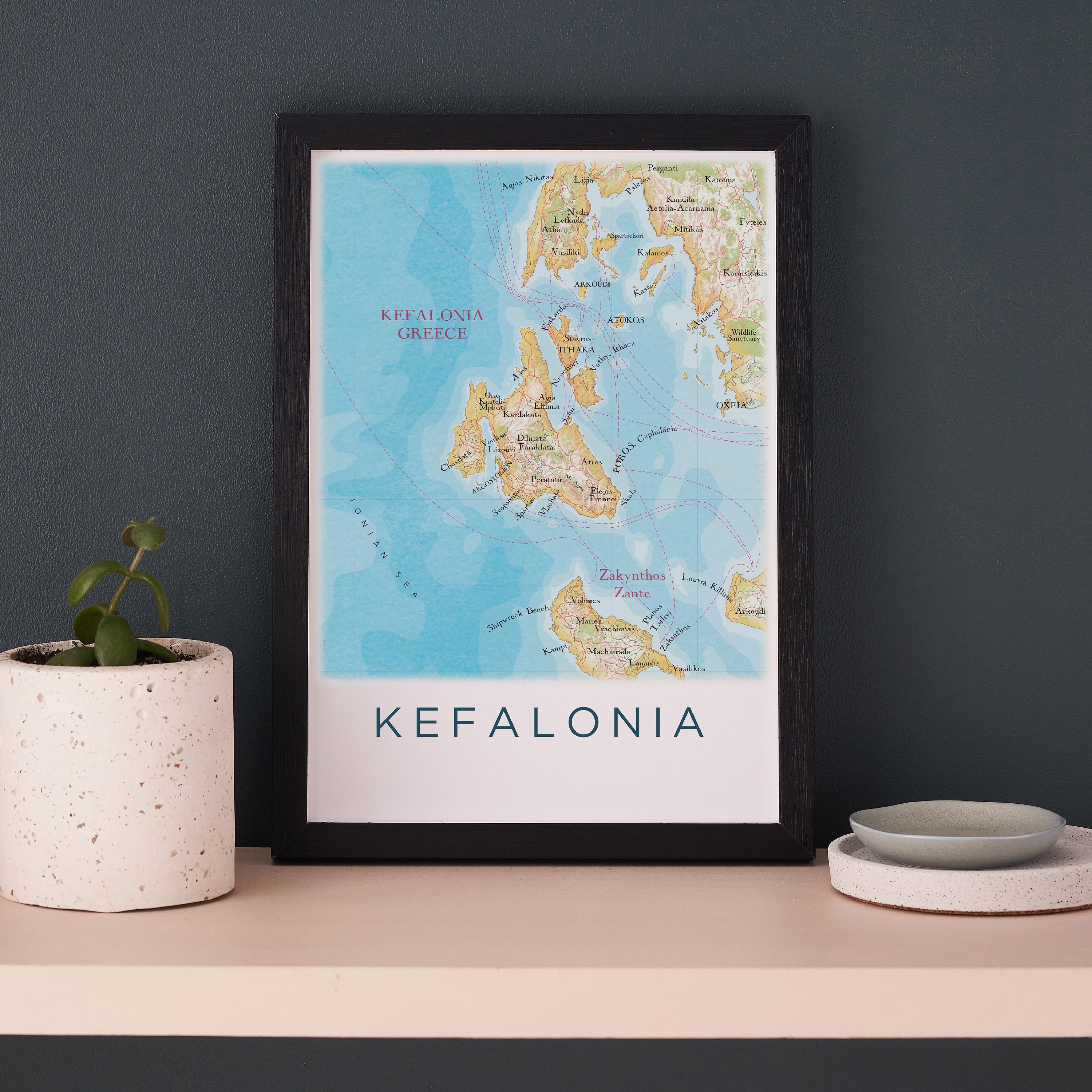 Kefalonia Mapa Imprimir Póster Kefalonia Grecia Mapa Regalo | Etsy