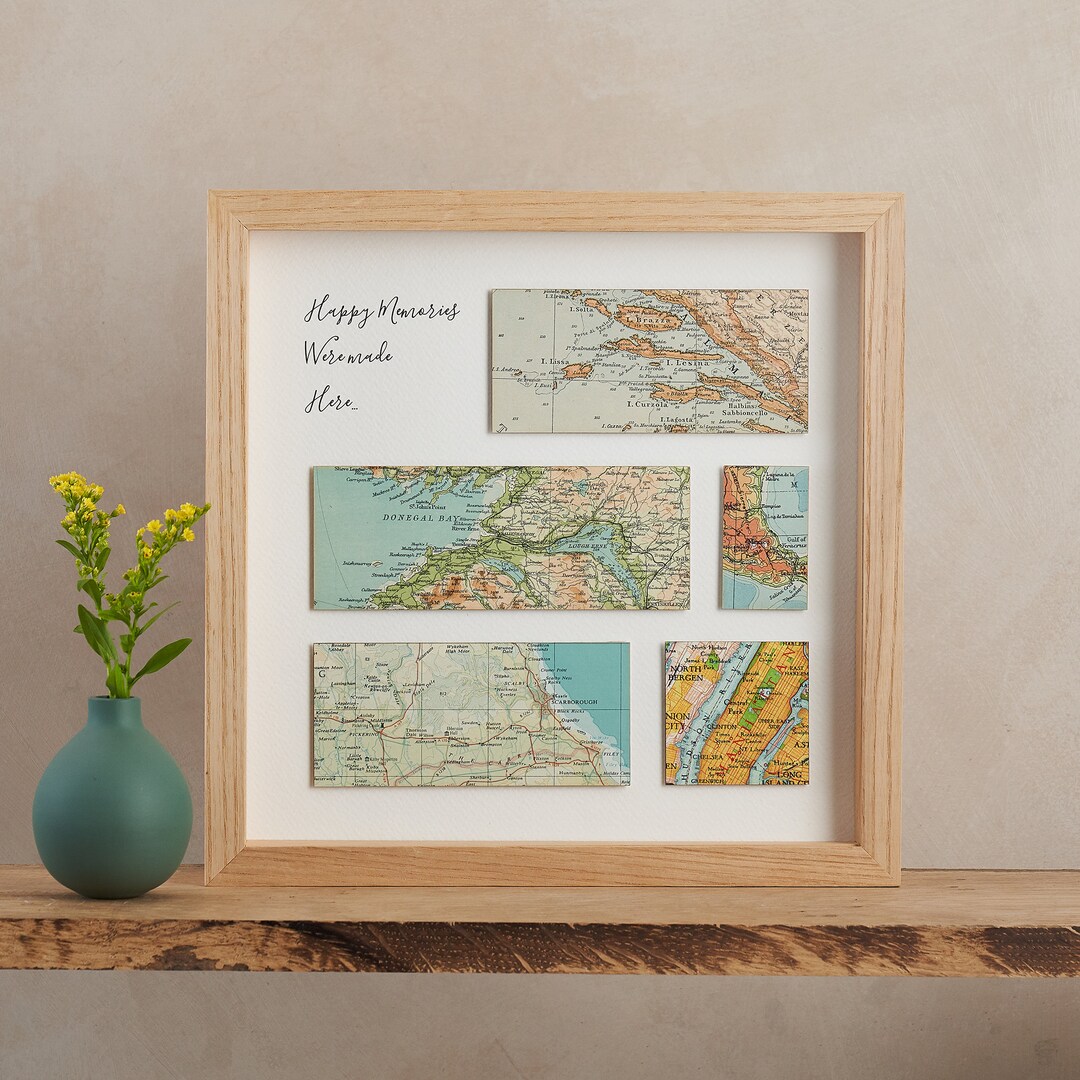 Fathers Day Gift, Custom Map Gift for Dad, Personalised Wall Art Frame ...