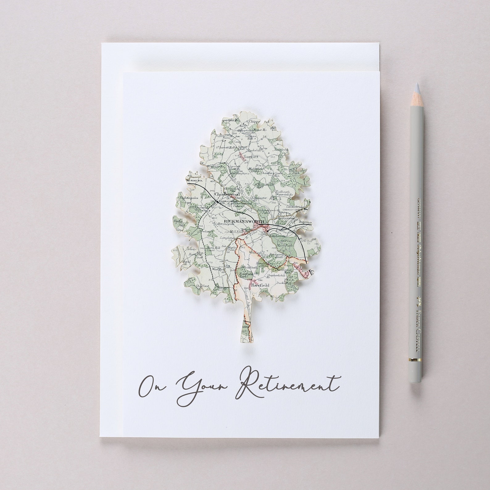 Custom Map Location Oak Tree Retirement Greetings Card Happy | Etsy