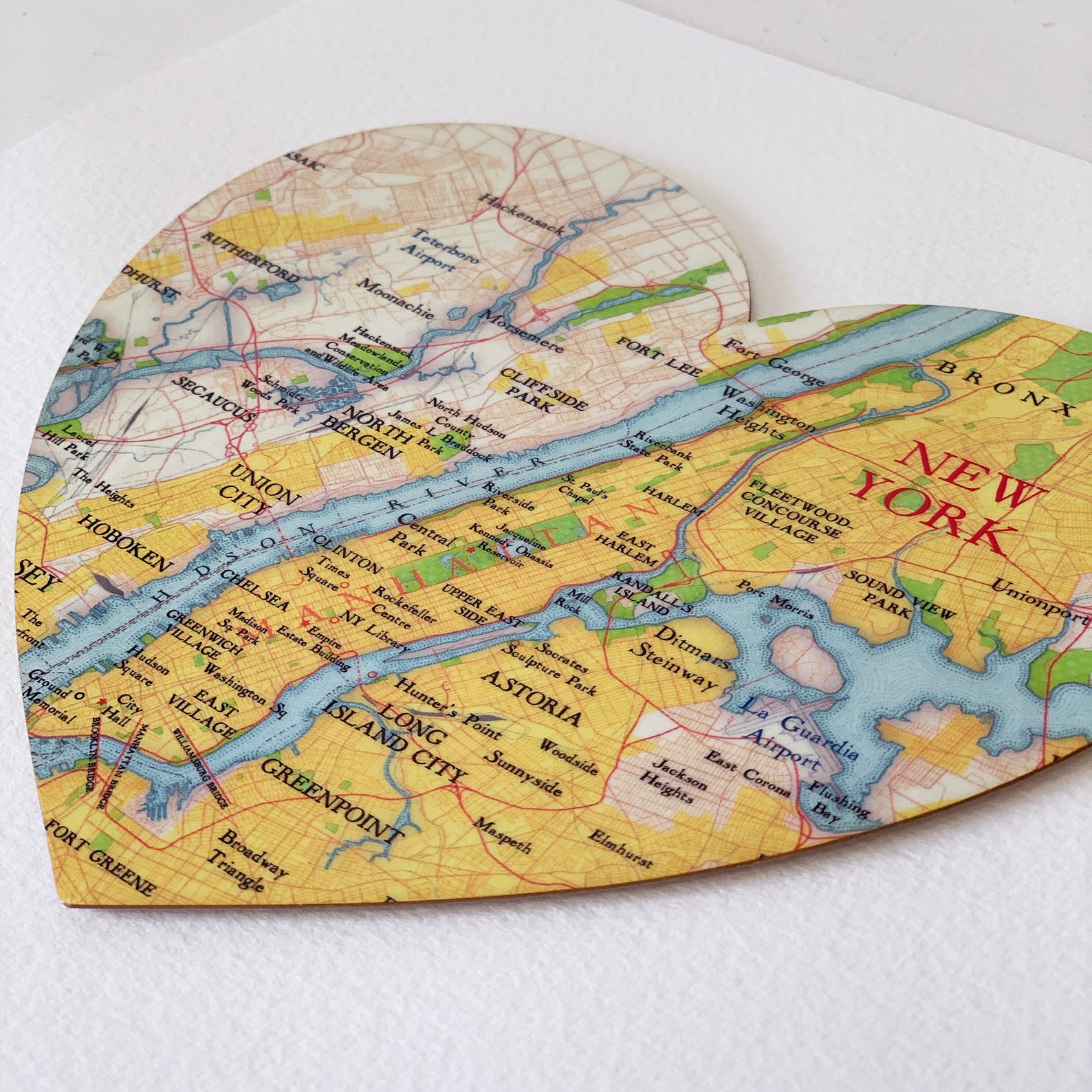 New York Wall Art Map Print - Personalised Manhattan Gift - Handmade 3D ...