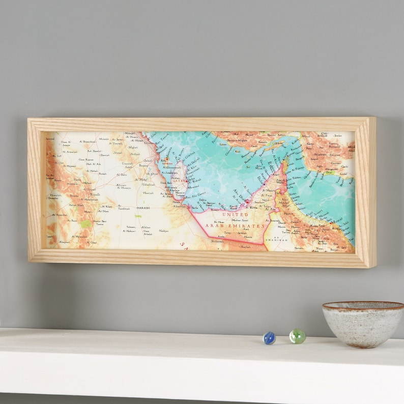 Personalized Map Wall Art - UAE, Dubai, Qatar Middle East Hand Drawn ...