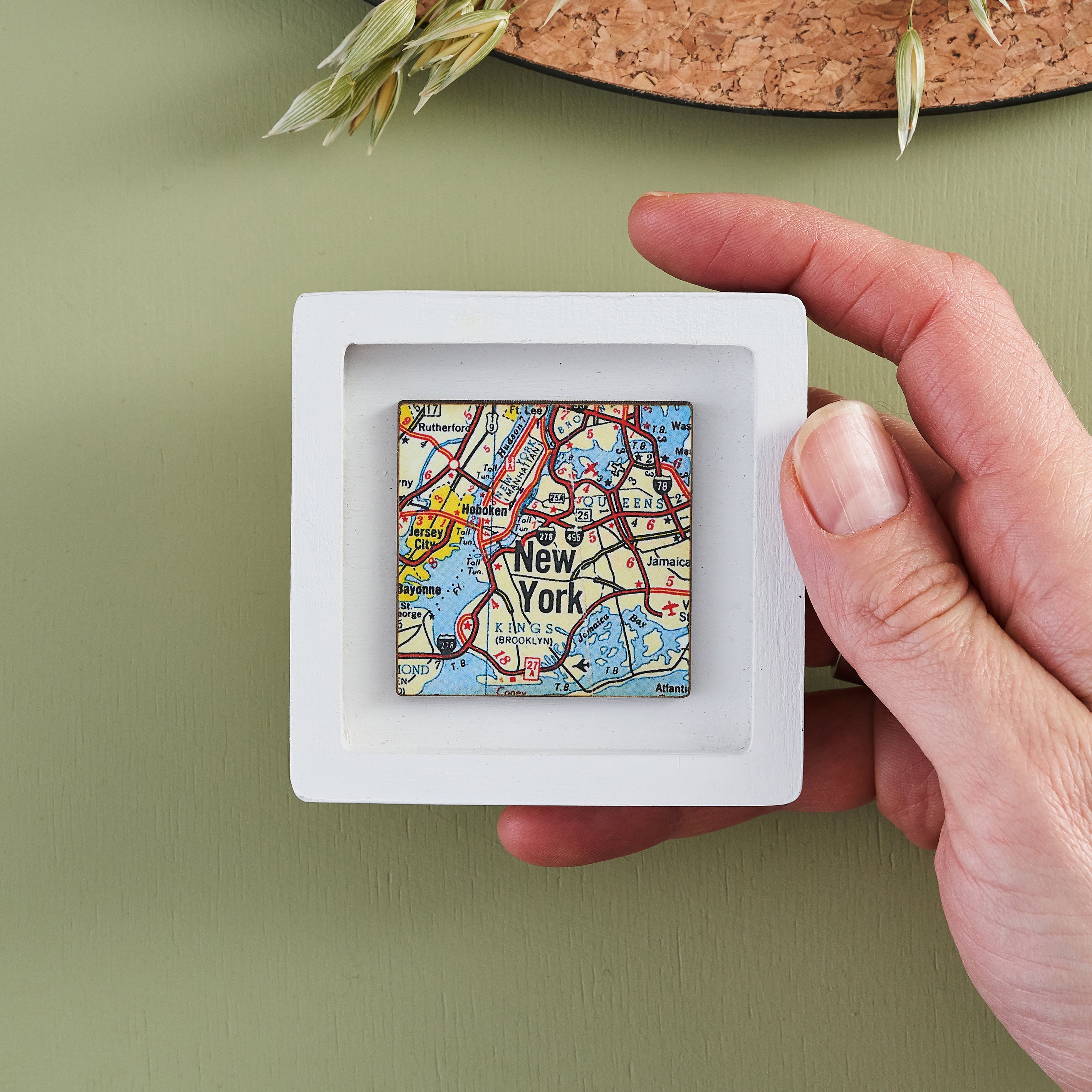 Custom Map print miniature square frame personalized wall | Etsy