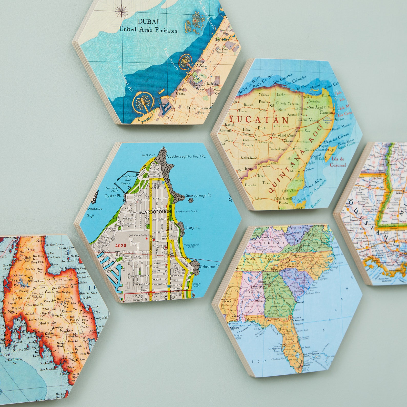 Wall Art Tile Hexagons Custom Map Gift Travel Gift for Him - Etsy