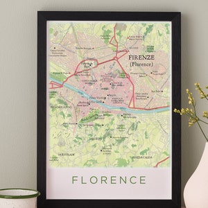 Florence Tuscany Map, Italy Poster Print, Wall Art Gift for Her ...