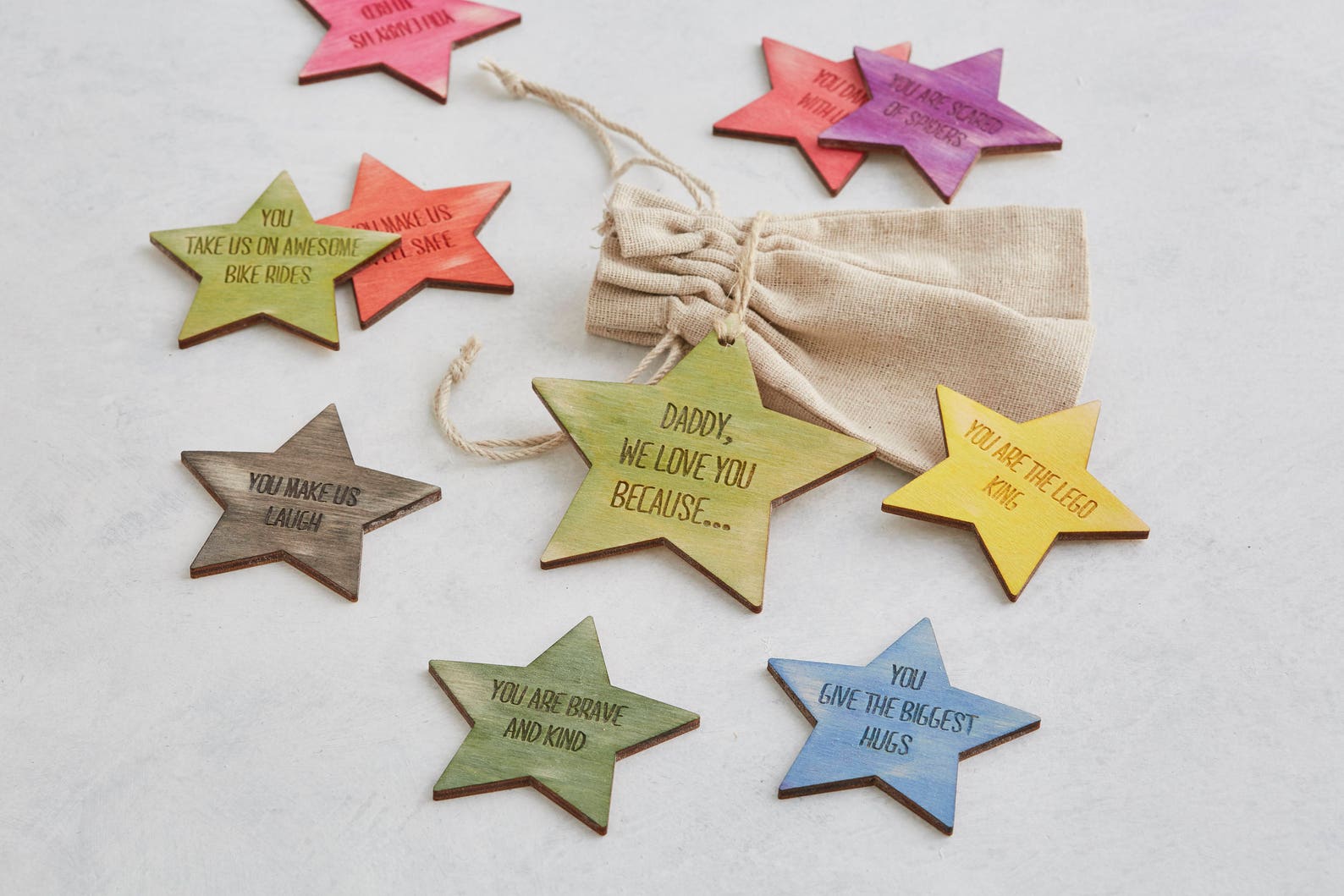 Message Tokens - I Love You Because... Wood Star Keepsake Gift ...