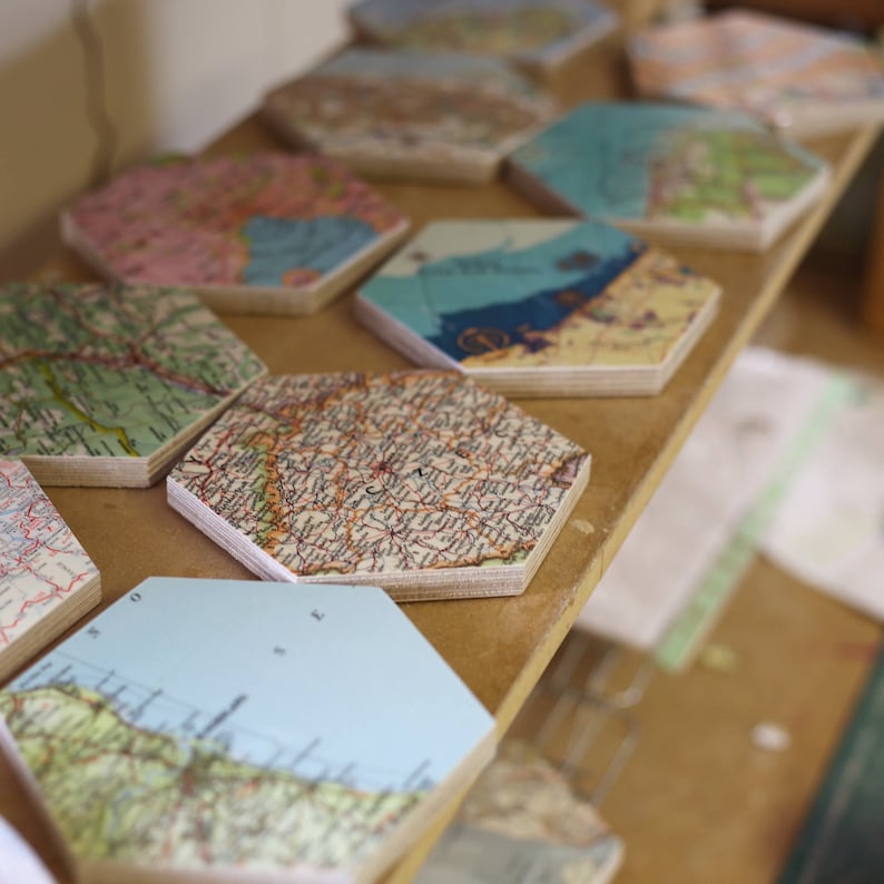 Wall Art Tile Hexagons Custom Map Gift Travel Gift for Him - Etsy