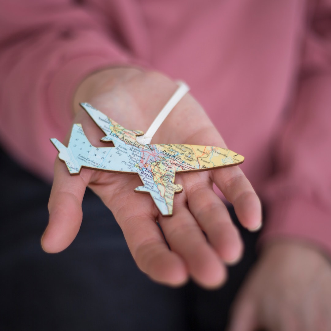 Airplane Ornament, Custom Map Gift for Him, Aeroplane Gift, Pilots Gift ...