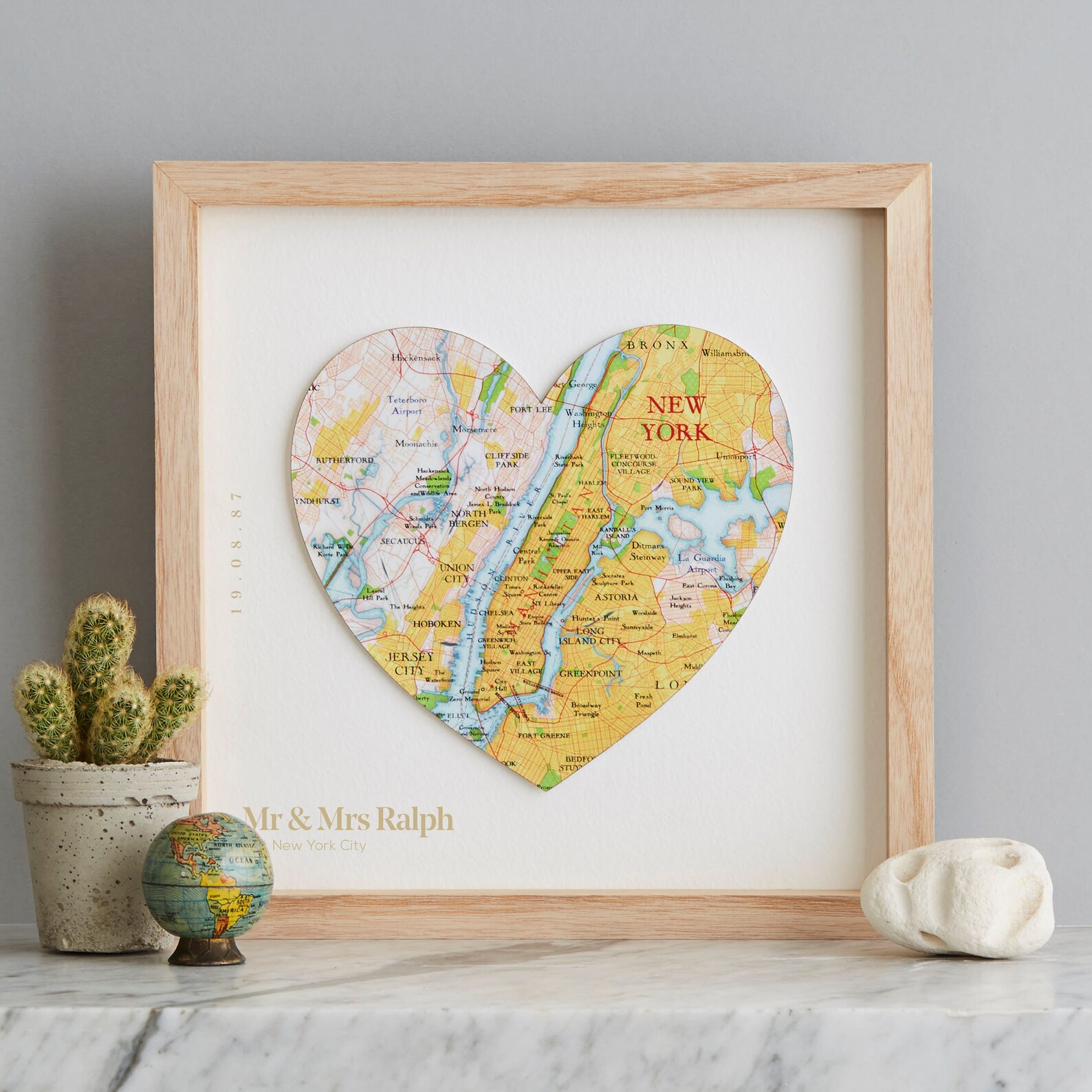 Custom map heart print engagement gift Personalized map wall | Etsy
