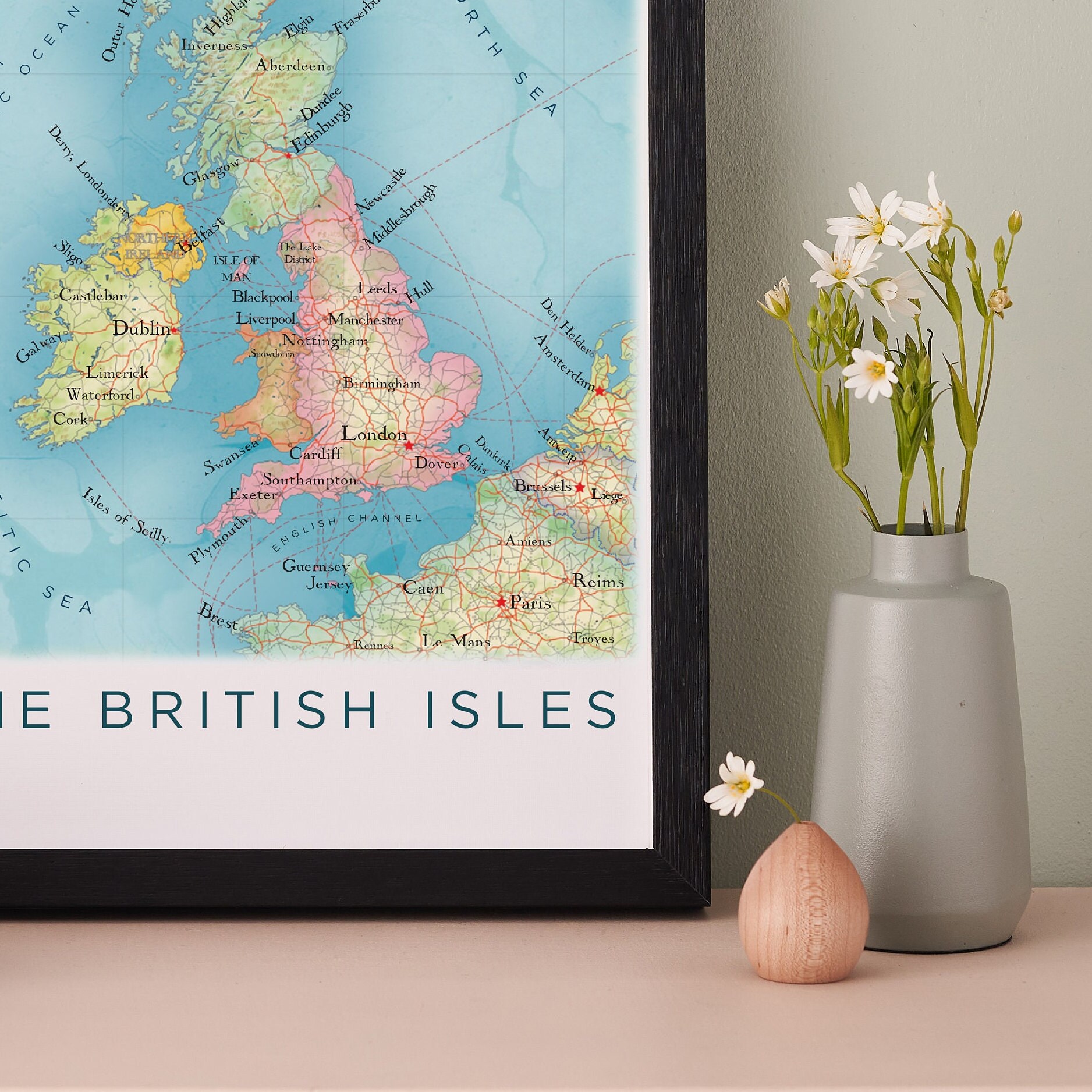 FRAMED Personalised British Isles Map, Modern Illustrated Map, UK Map ...