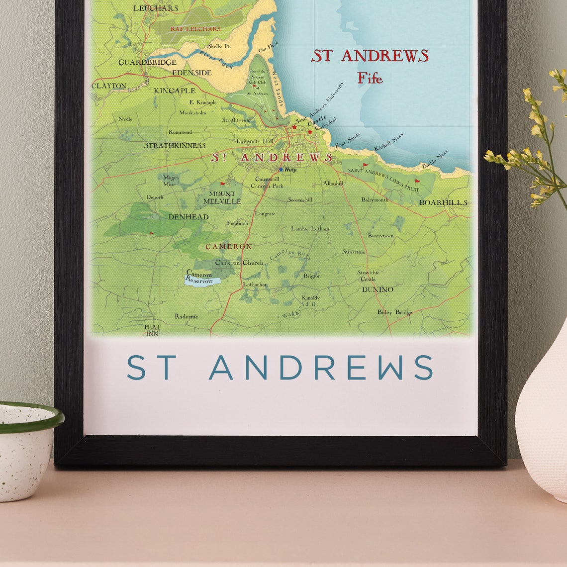 St Andrews Scotland Map, St Andrews Map Poster, Scotland Wall Art Map ...