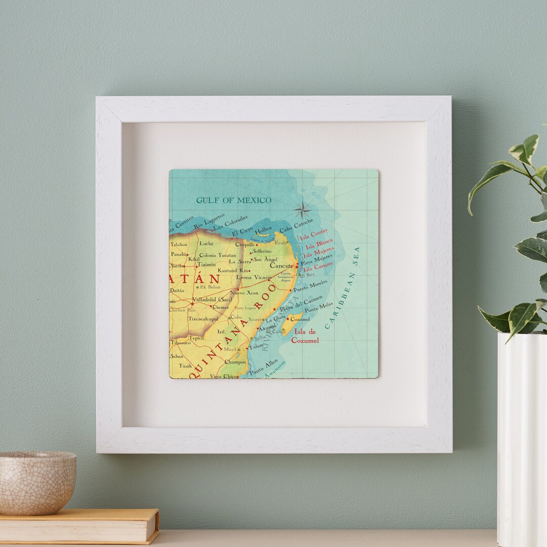 Cancun Framed Map Print, Wedding Anniversary Gift for a Couple, Cancun ...