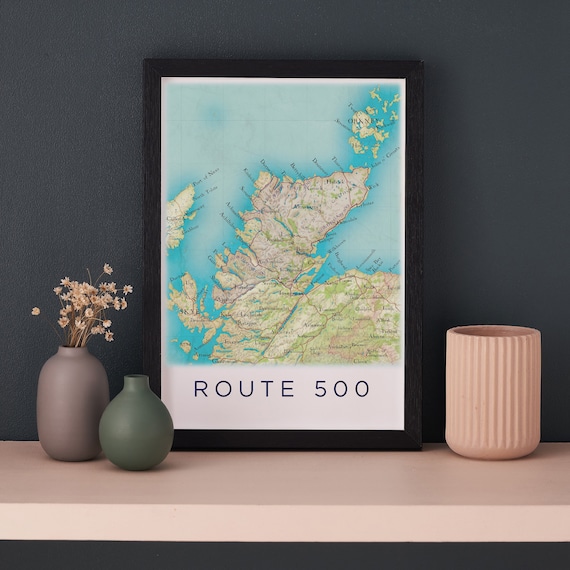 Route 500 Scotland Poster Scottish Highlands Map Print | Etsy