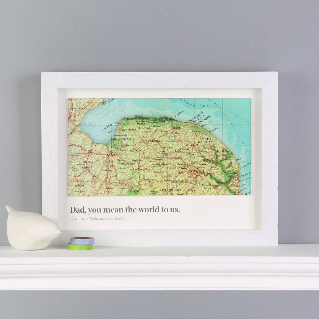 Personalized Custom Map Art Print - Vintage Map 3D Handmade Print ...