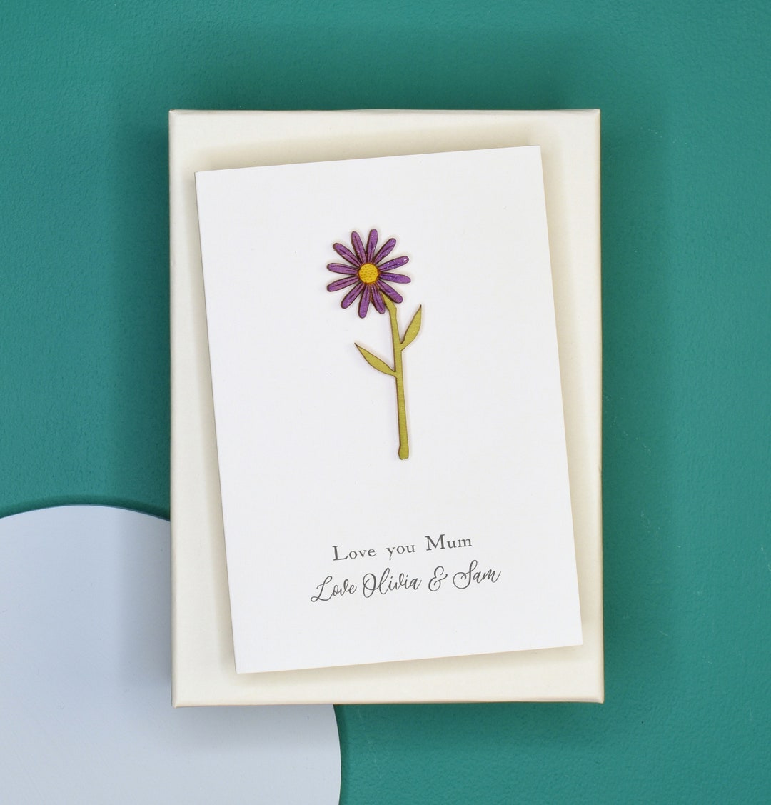 Personalised Birth Flower Card, Birthday Card for Her, Luxury Wooden ...