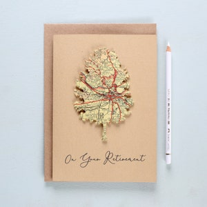 Custom Map Location Oak Tree Retirement Greetings Card, Happy ...