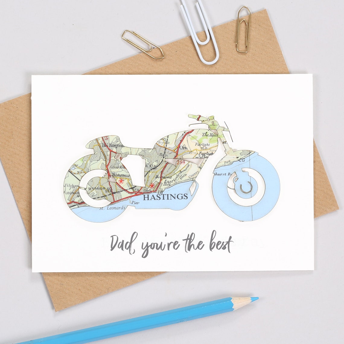 Fathers Day Card Motorcycle Card Custom Map Motorbike Card - Etsy