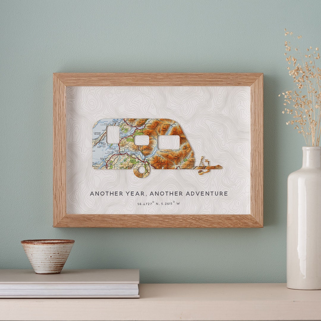 Father's Day Gift, Custom Map Wall Art, Caravan Adventures, Gift for ...