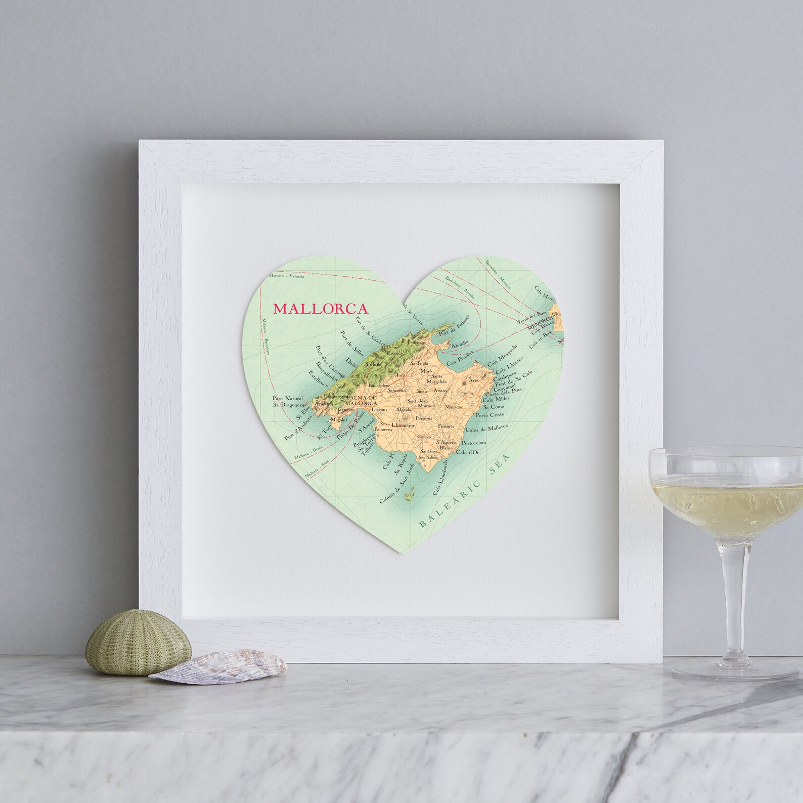 Mallorca Map Print Majorca Wall Art Map Heart Personalised | Etsy