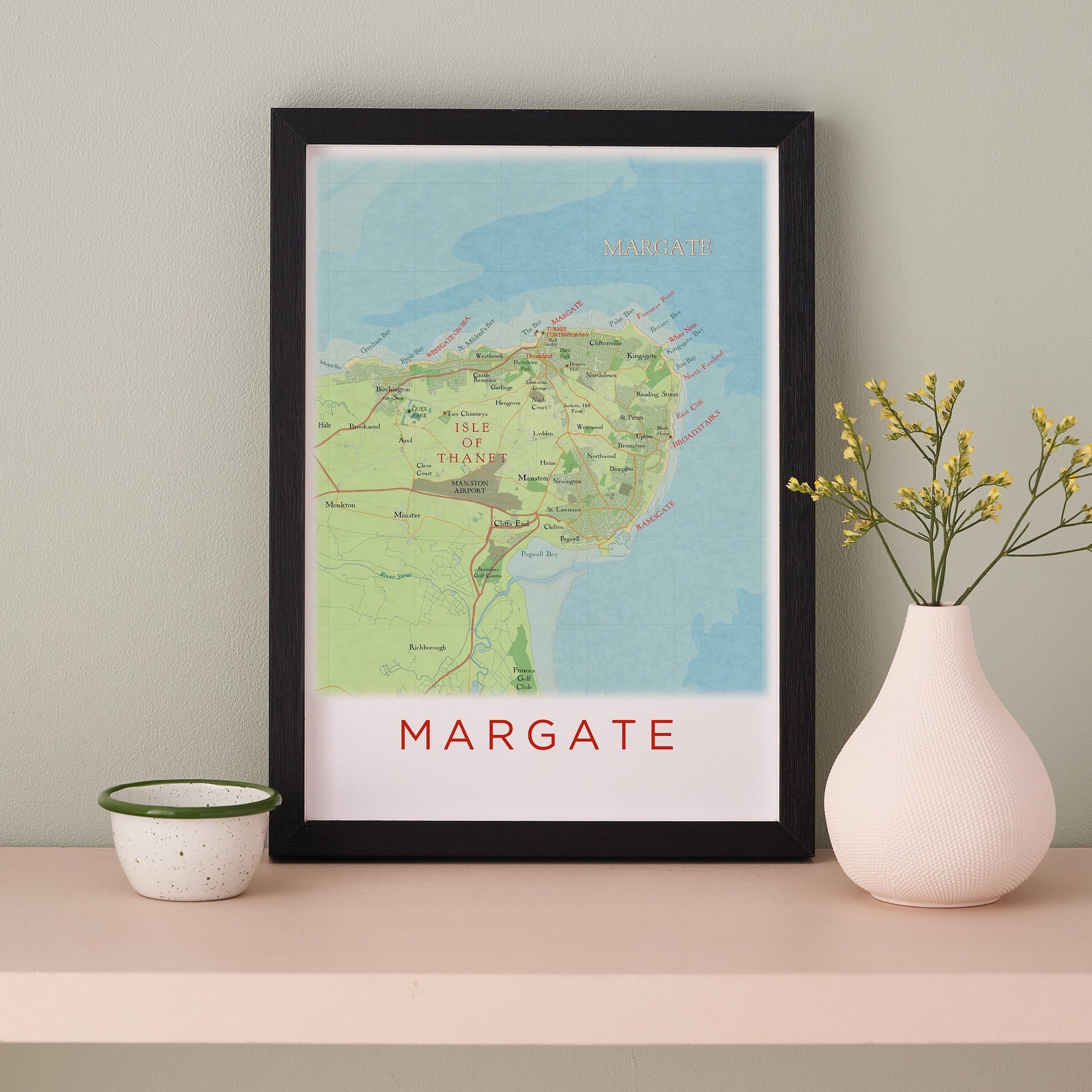 FRAMED Margate Map Poster Margate Map Print Margate Kent - Etsy