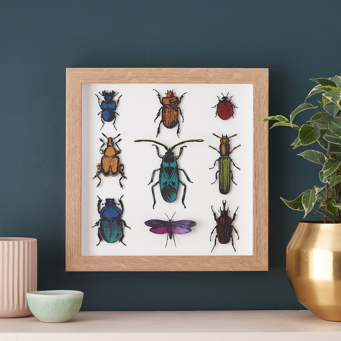 3D Paper Cut Beetle Print, Framed Bug Wall Art Decor, Beetle Insect Art ...