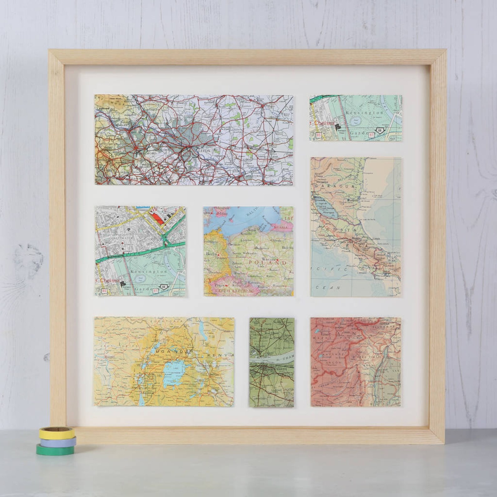Map Wall Art - Eight Custom Map Squares Wedding Anniversary Frame Gift ...